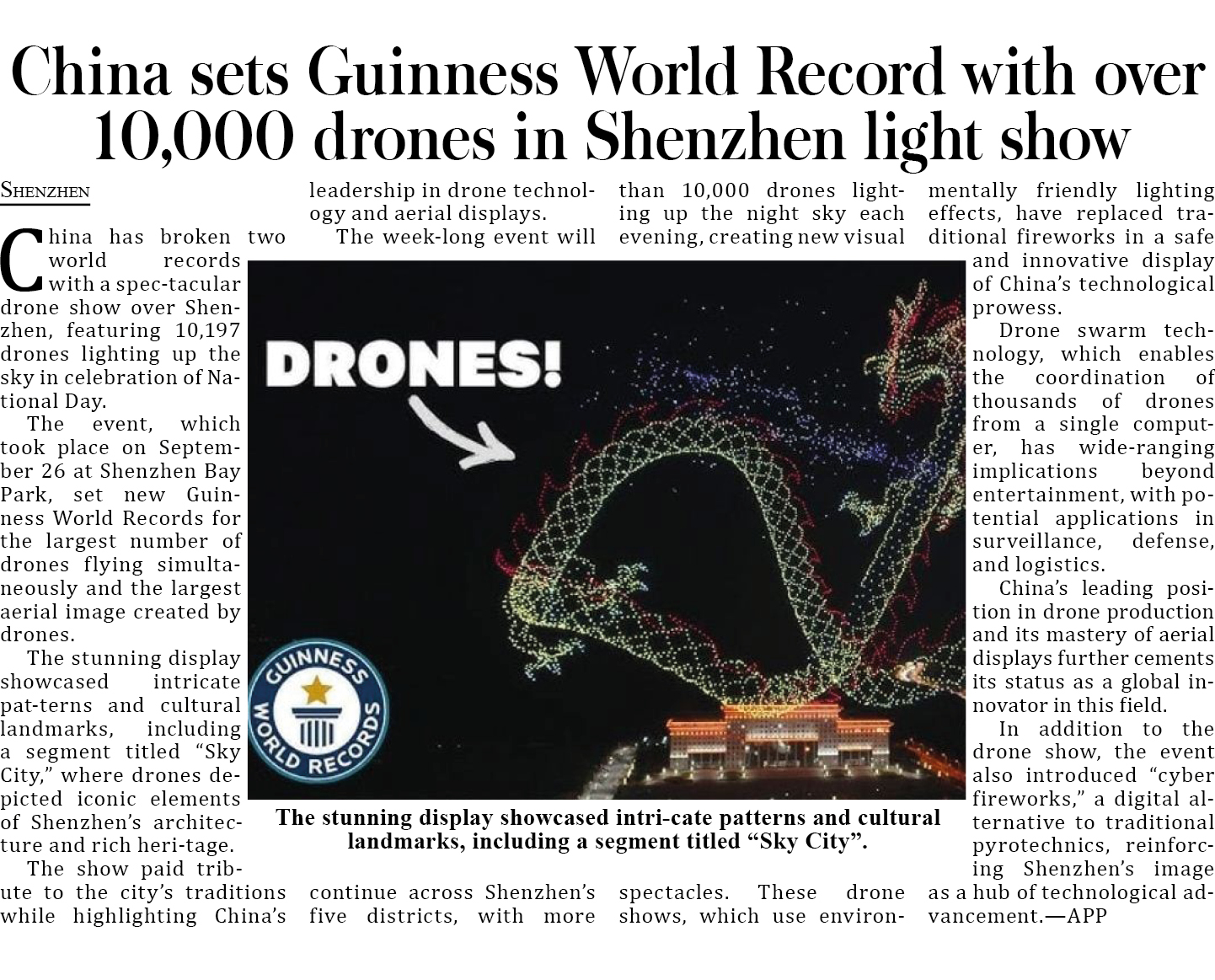 Epaper - Pakistan Observer | China sets Guinness World Record with over ...