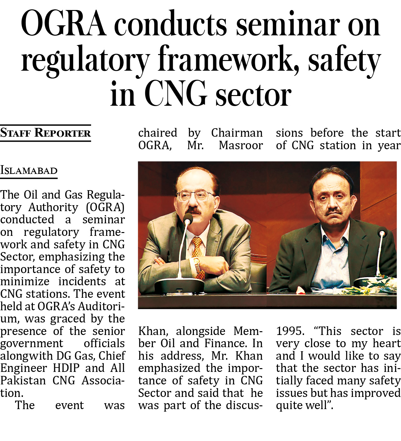 Epaper - Pakistan Observer | OGRA conducts seminar on regulatory ...